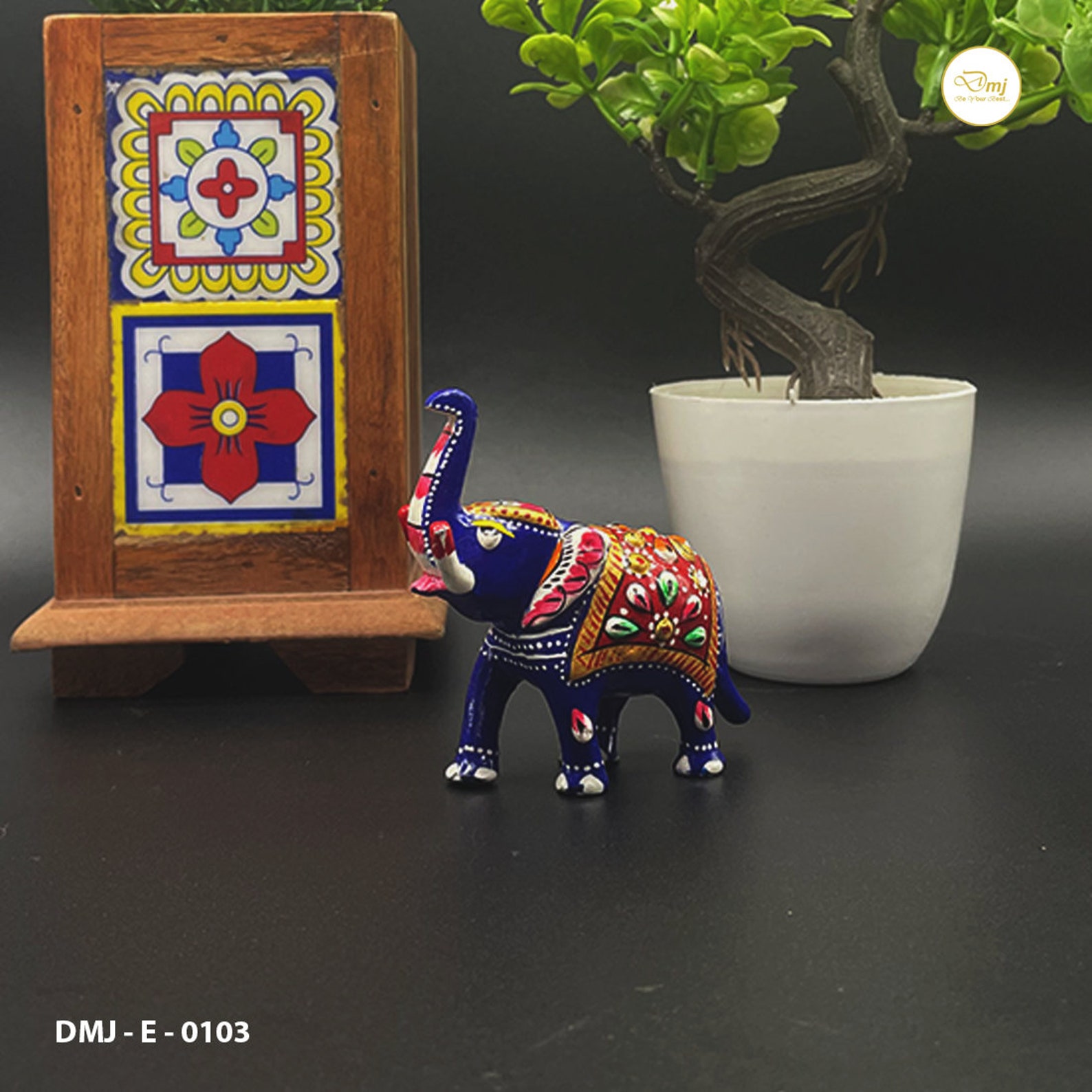 Hand Painted Blue Elephant Figurine Elephant Animal Lovers Gift ...