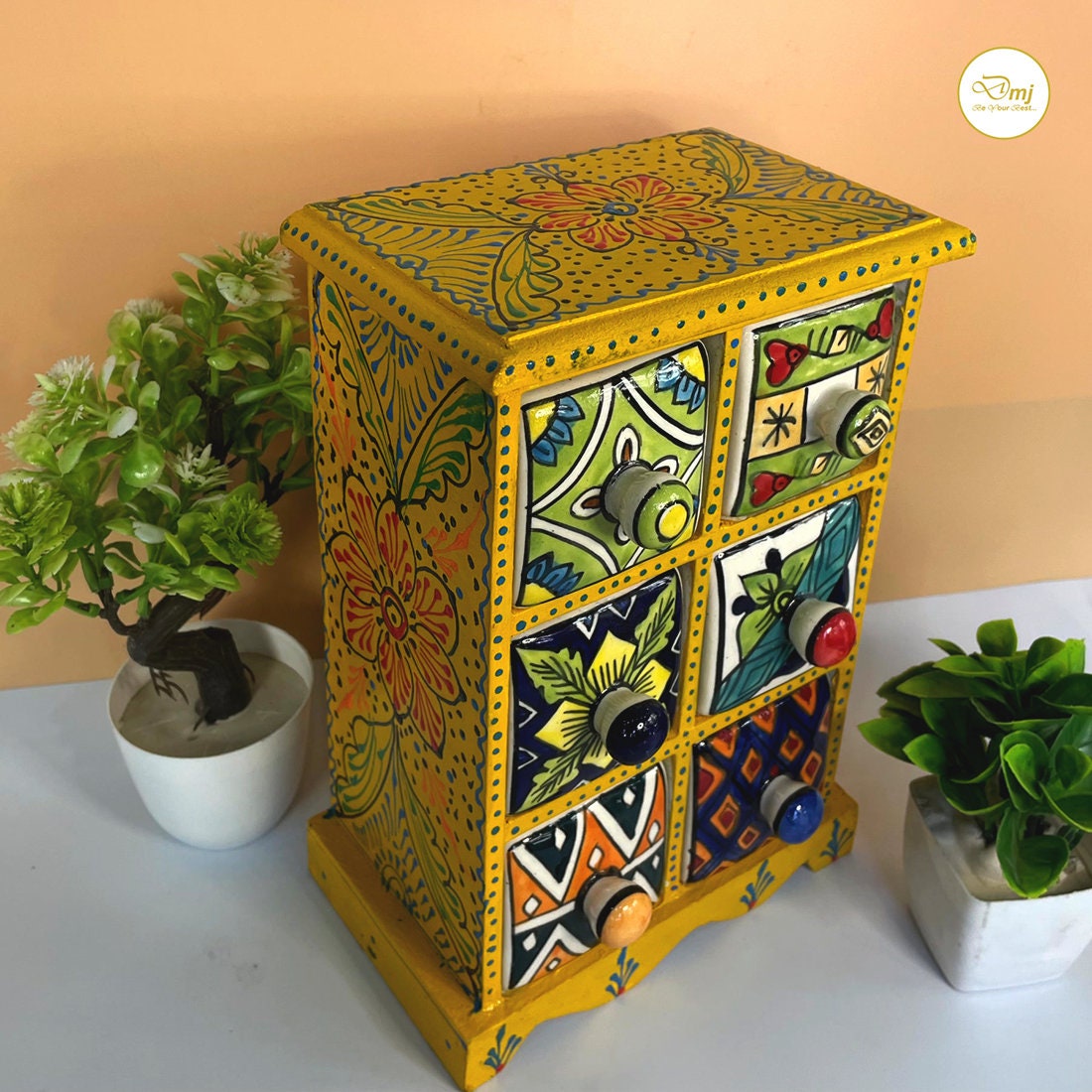 Chest of Drawers Hand Painted Spice and Coin Box/ Indian Furniture/ DMJ ...