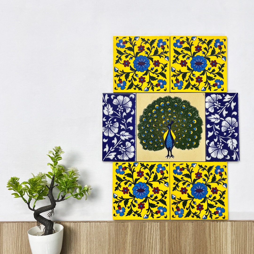 Handcrafted Decorative Ceramic Tile Hand-painted Wall Art Vibrant ...