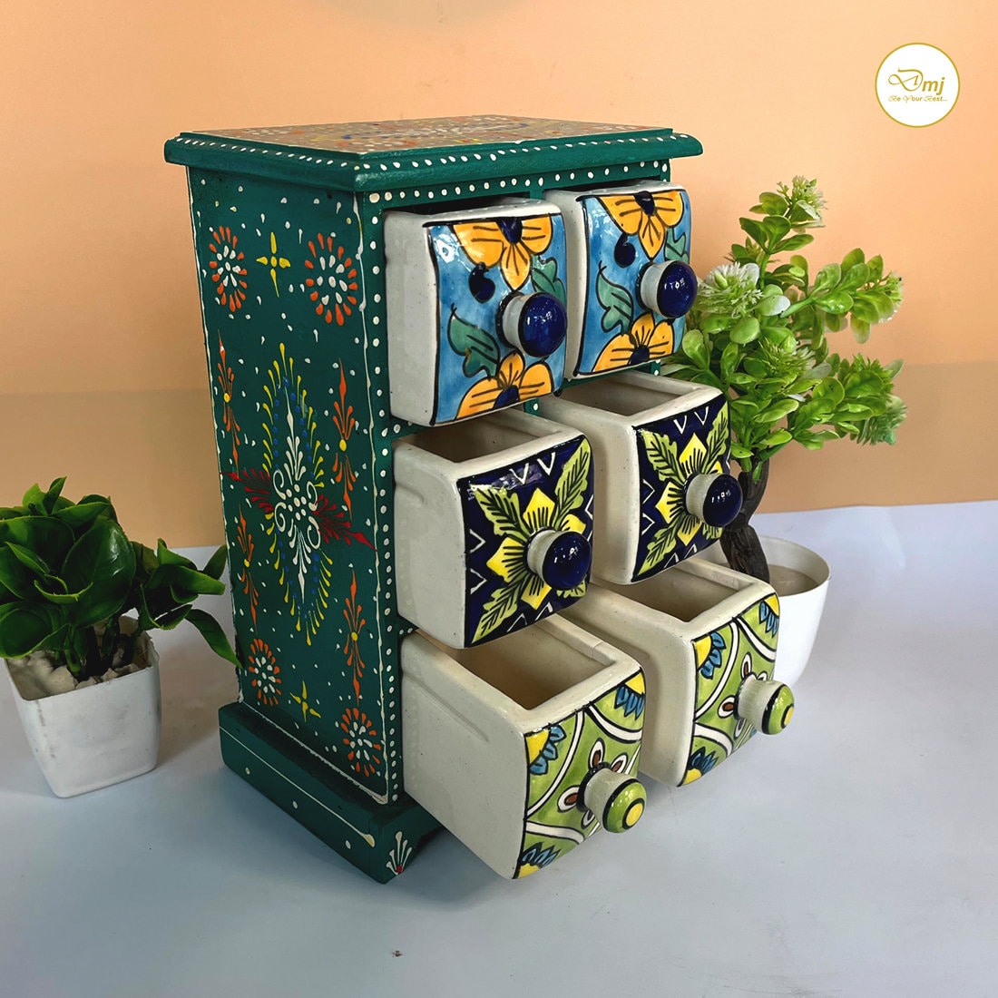 Chest of Drawers Hand Painted Spice and Coin Box/ Indian Furniture/ DMJ ...