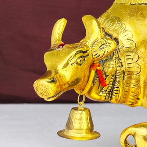 Handcrafted Golden Cow and Calf Sculpture Perfect for Temple Decor or ...