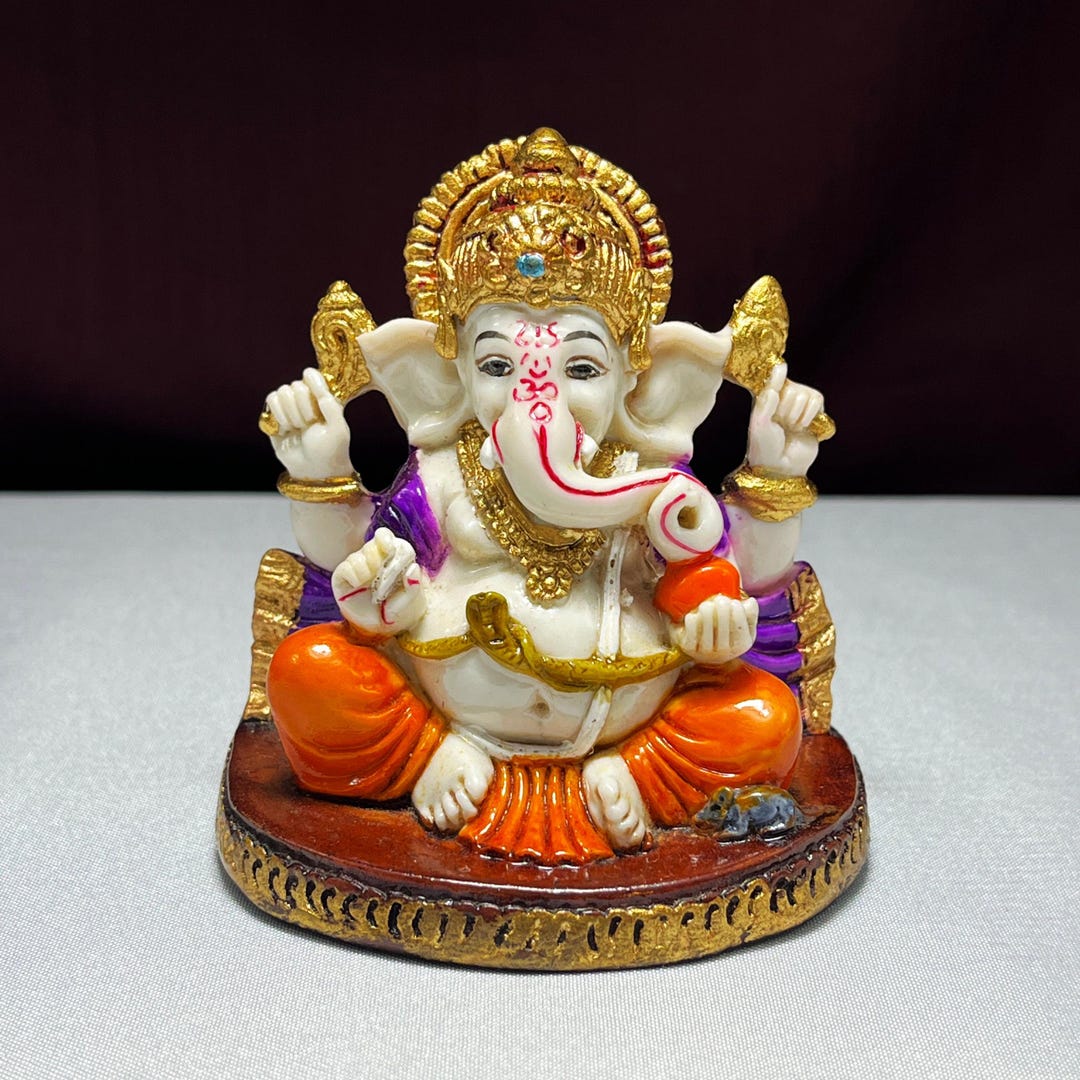 Handmade Mushak Ganesha Statue – Hand-painted Polyresin Ganesh Idol for ...
