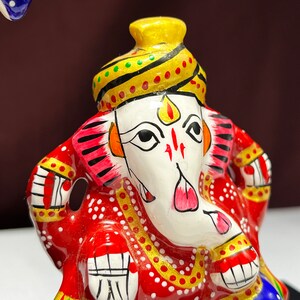 Hand-painted Lord Ganesha Metal Statue – Lucky Elephant God Idol for ...