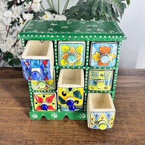 9 Box Jewelry Box, Wooden Cabinet, Art Box Storage, Hand Painted Chest ...