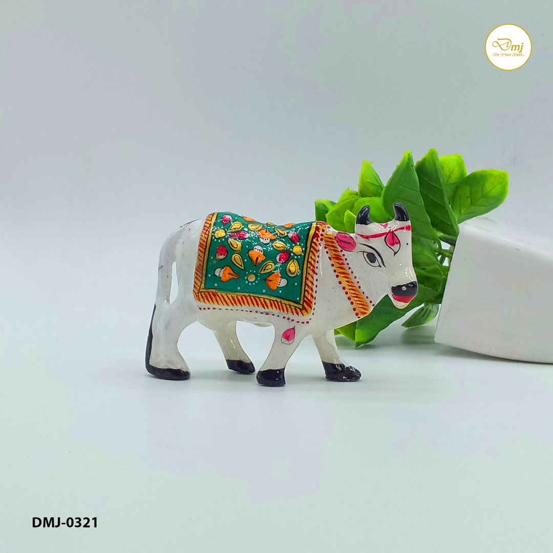 Handmade Metal Cow Statue, Indian Temple Decor, Animal Lover Gift - Etsy