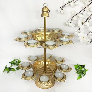 Handcrafted Metal Multi-tier Diya Stand | Pooja Lamp, Indian Decor - Etsy