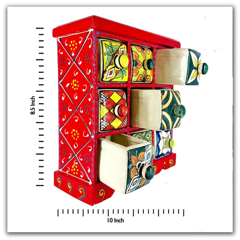 9 Box Jewelry Box, Art Box Storage, Hand Painted Chest Box, Wooden ...