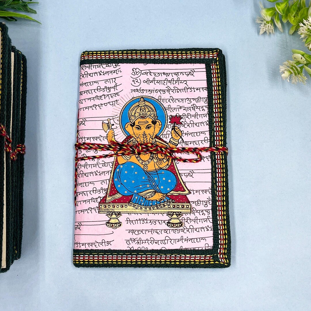 Handmade Ganesha & Mantra Printed Cotton Diary | Spiritual Devotional ...