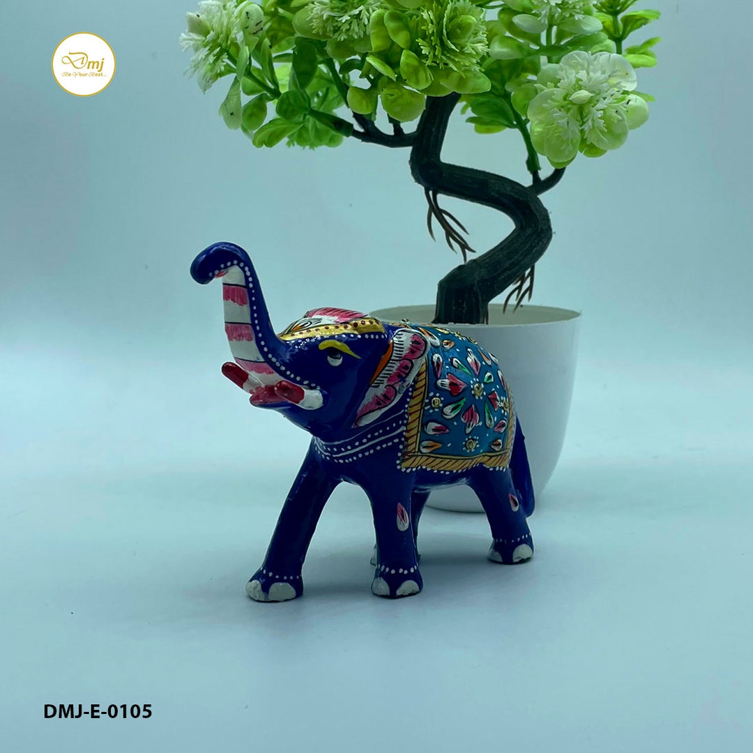 Rajasthani Art Elephant Statue Elephant Figurines Animal Blue Color ...