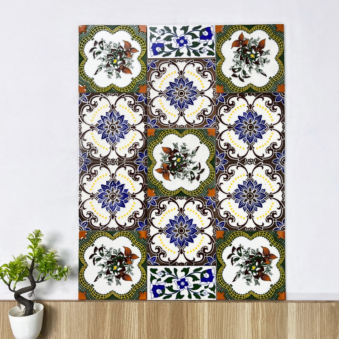 Indian Decorative Ceramic Tiles, Hand-painted Flower Design, Indian Art ...