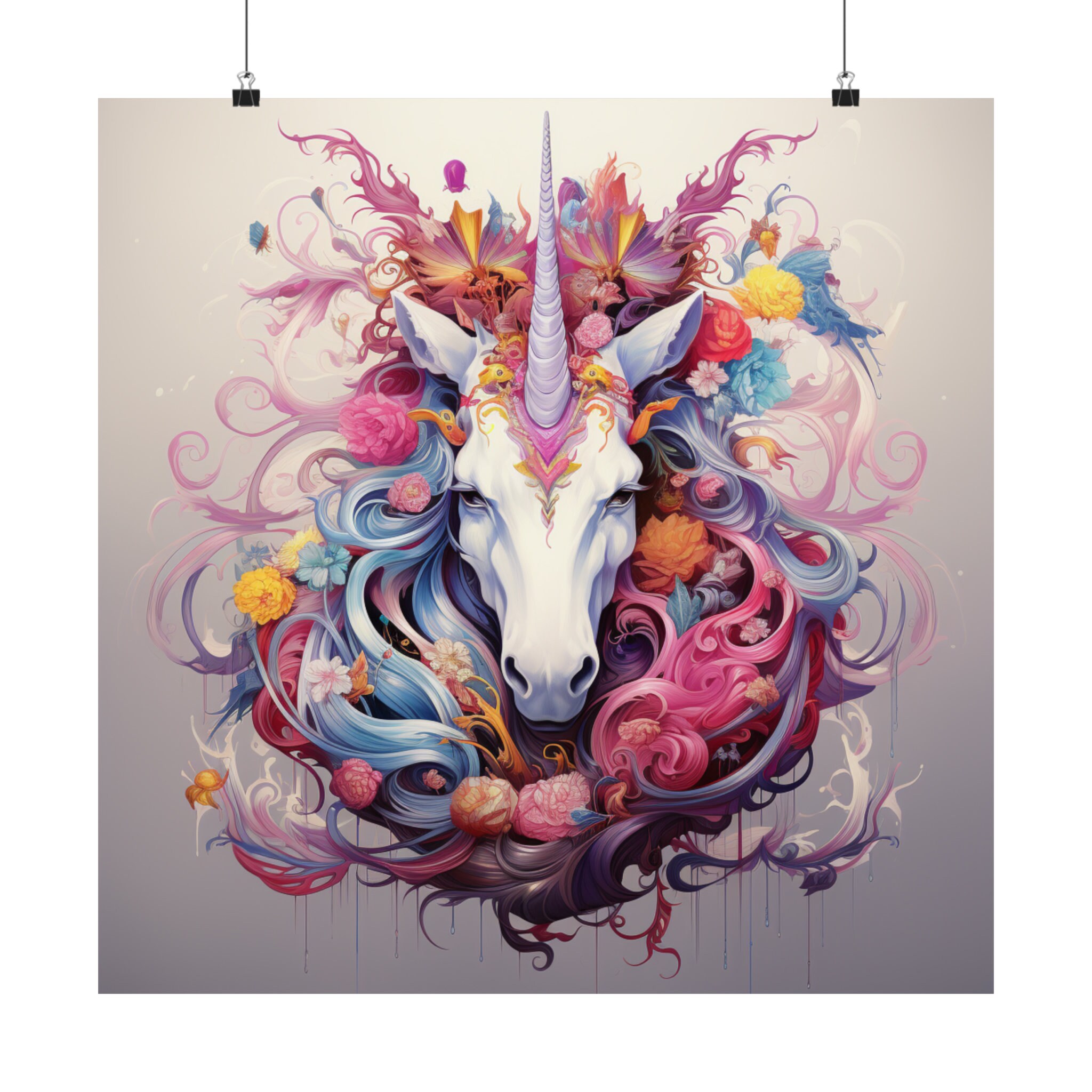Colorful Magical Unicorn Kids Poster Wall Home Decor Matte Vertical ...