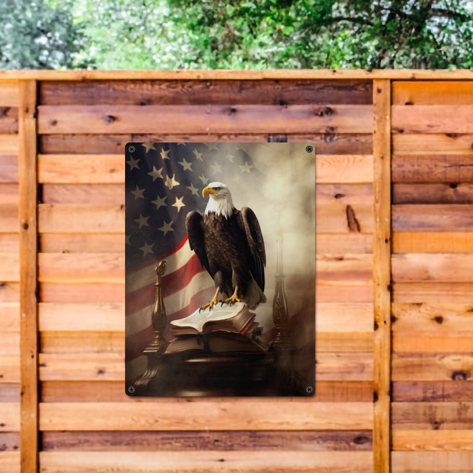 Bald Eagle American Flag Metal Sign Patriotic Home Decor Wall Art ...