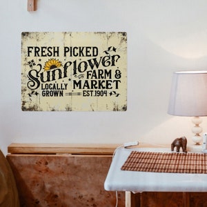 Vintage Indoor/outdoor Sunflower Farmers Market Metal Tin Sign 16x12 ...