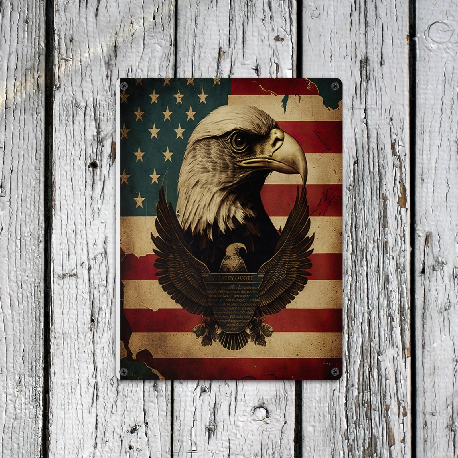 Vintage Patriotic Eagle Emblem With American Flag Metal Tin Sign 16 X ...