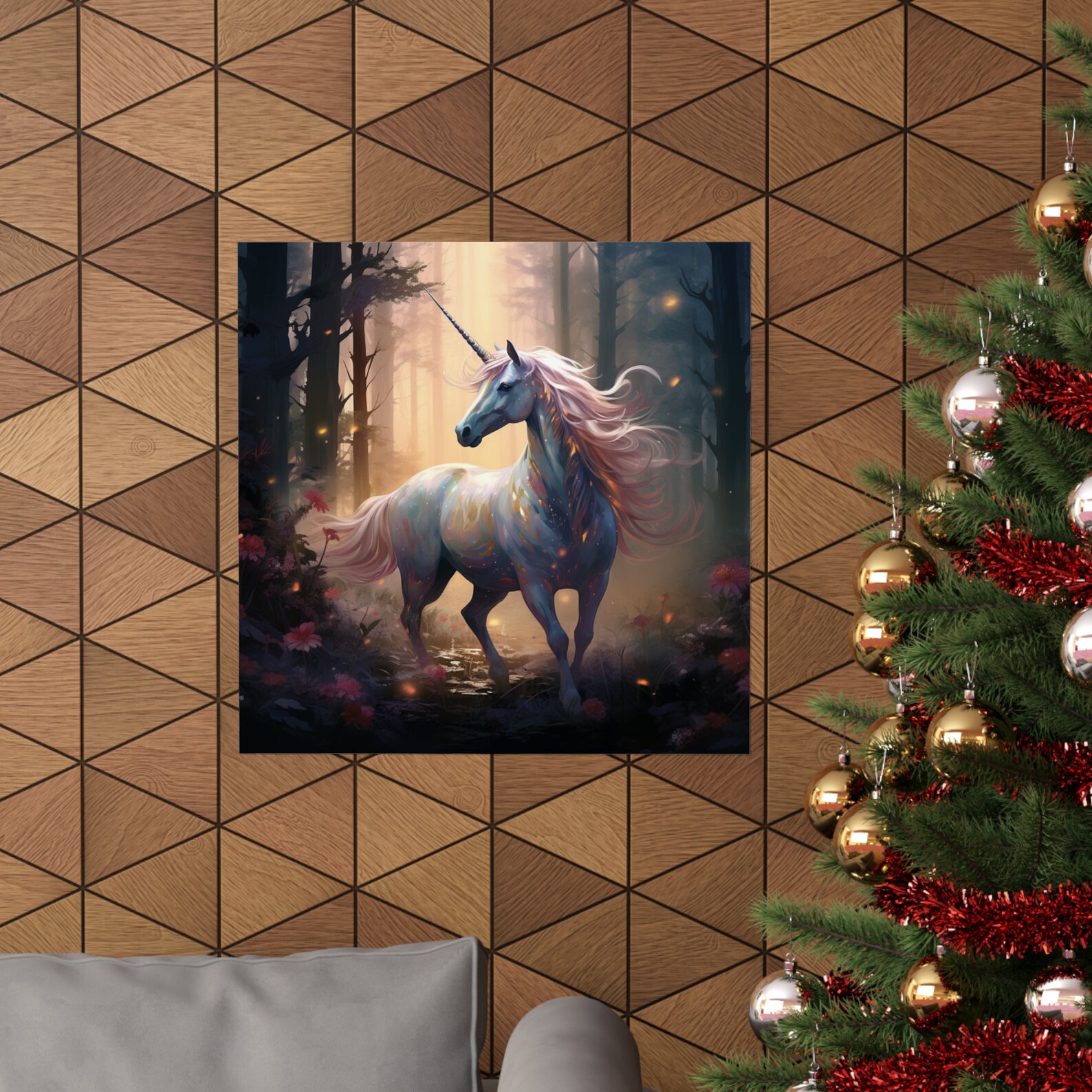 Colorful Forest Magical Unicorn Kids Poster Wall Home Decor Matte ...