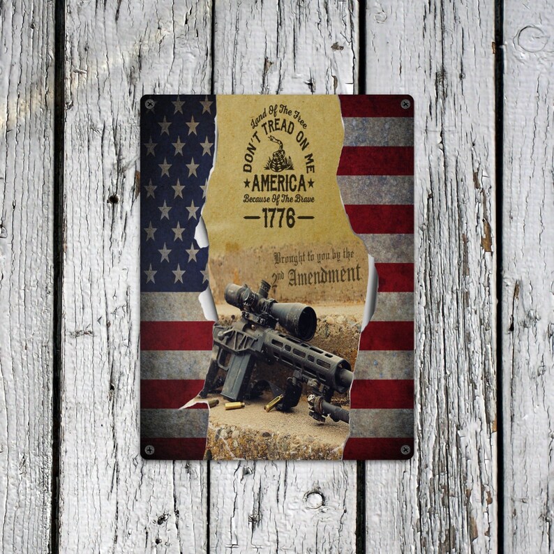 Don't Tread on Me Peeling American Flag 2nd Amendment Metal Tin Sign Made in USA - Etsy