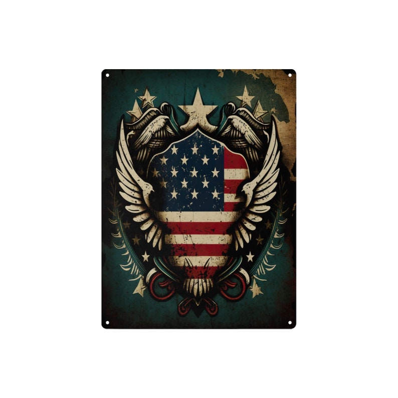 Vintage Patriotic American Flag Emblem With Wings Metal Tin - Etsy