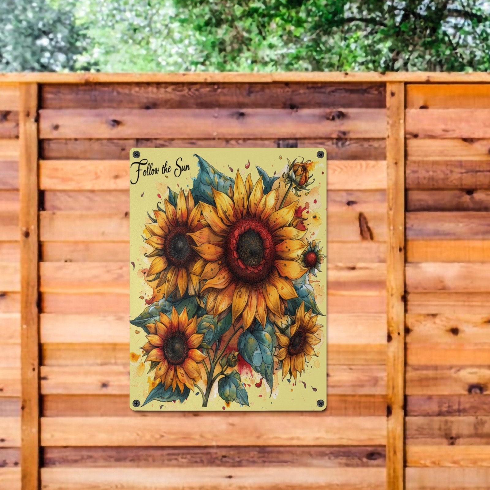 Follow the Sun Sunflower Metal Sign 12 X 16 Home Decor Wall Art Print ...