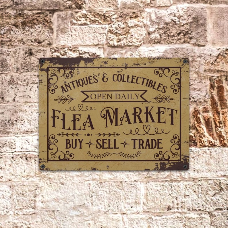 Vintage Style Flea Market Metal Tin Sign Indoor/outdoor - Etsy