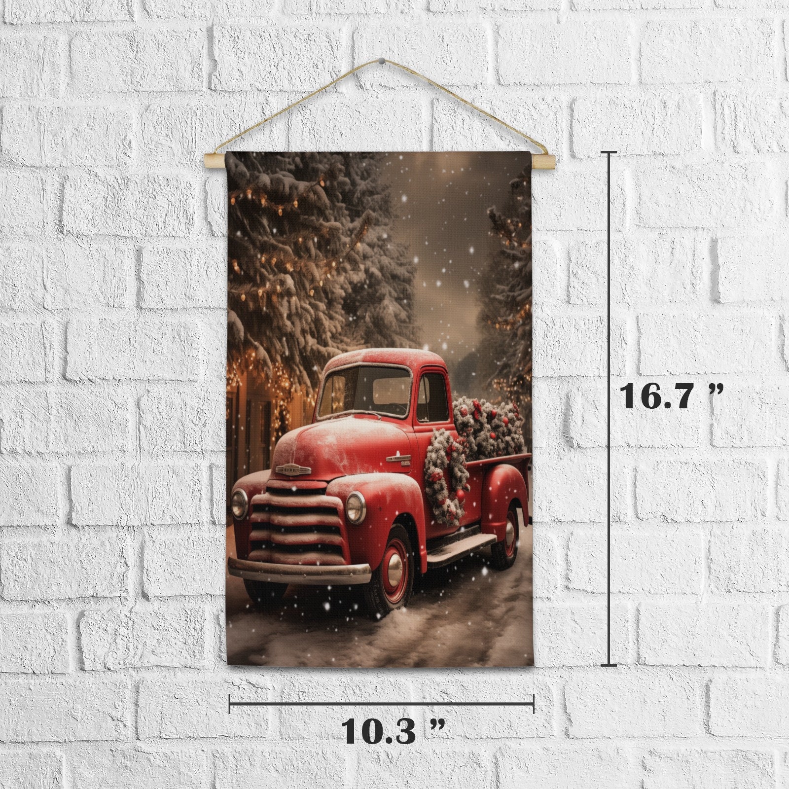 Vintage Christmas Truck Poster - Linen Hanging Art 16 X 10 - Etsy