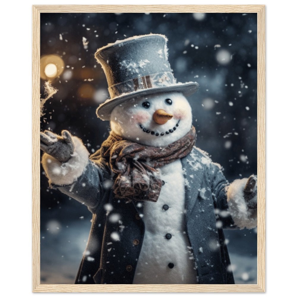 Christmas Snowman Wall Art Premium Matte Paper Wooden Framed - Etsy