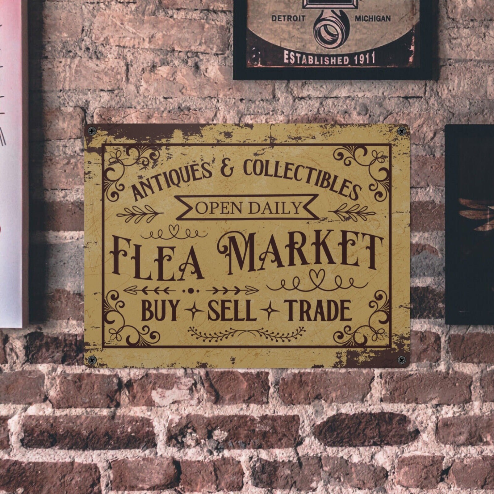 Vintage Style Flea Market Metal Tin Sign Indoor/outdoor - Etsy