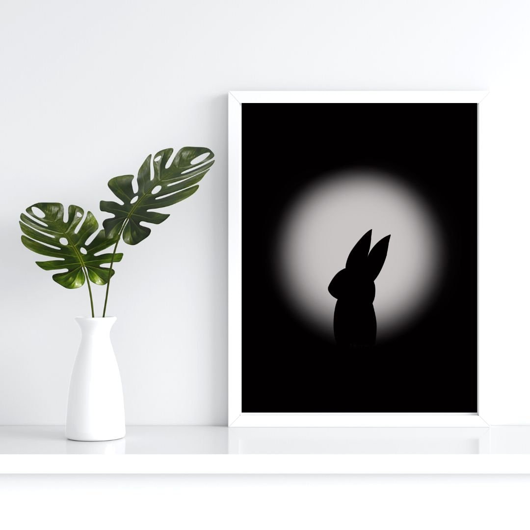 Bunny Shadow Simple Printable Digital Art - Etsy