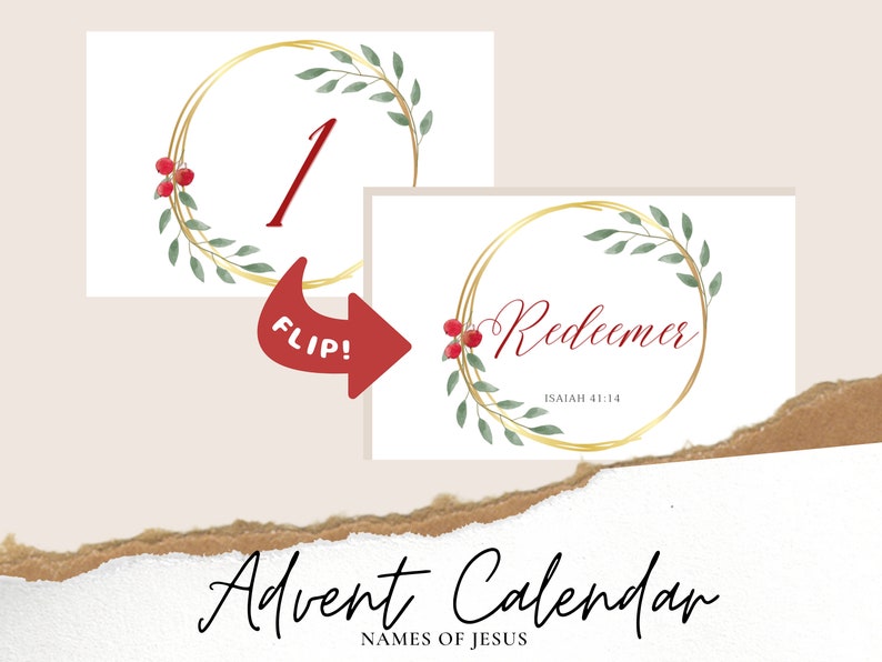 Advent Calendar Names of Jesus Half Page - Etsy