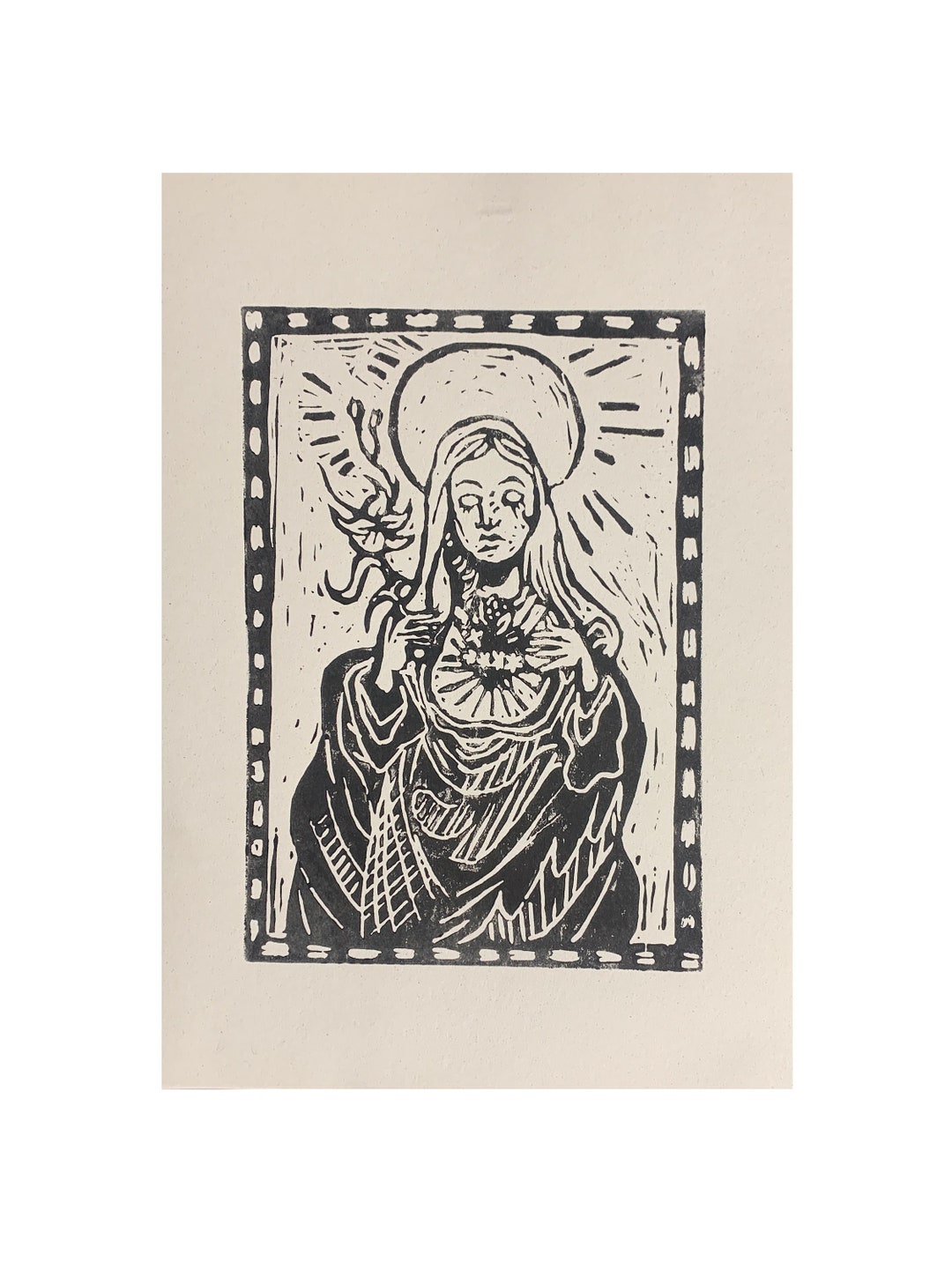 Linocut Our Lady - Etsy