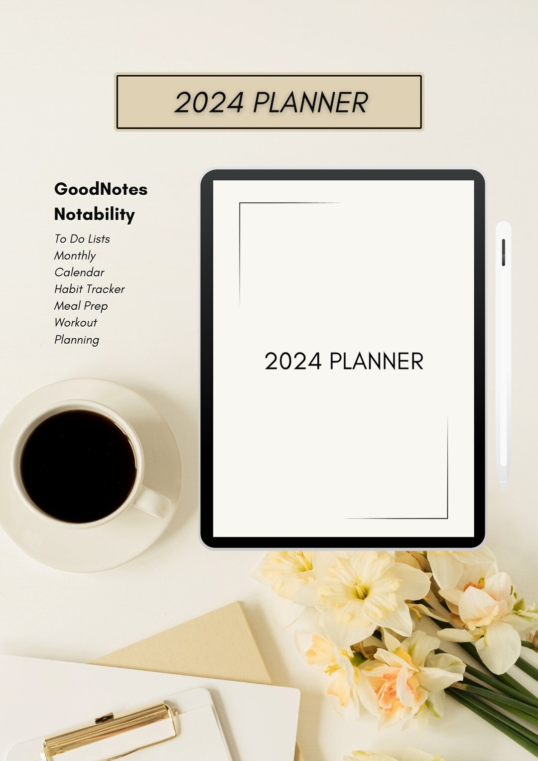 2024 Daily Planner Goodnotes Notability Monthly Calendars - Etsy