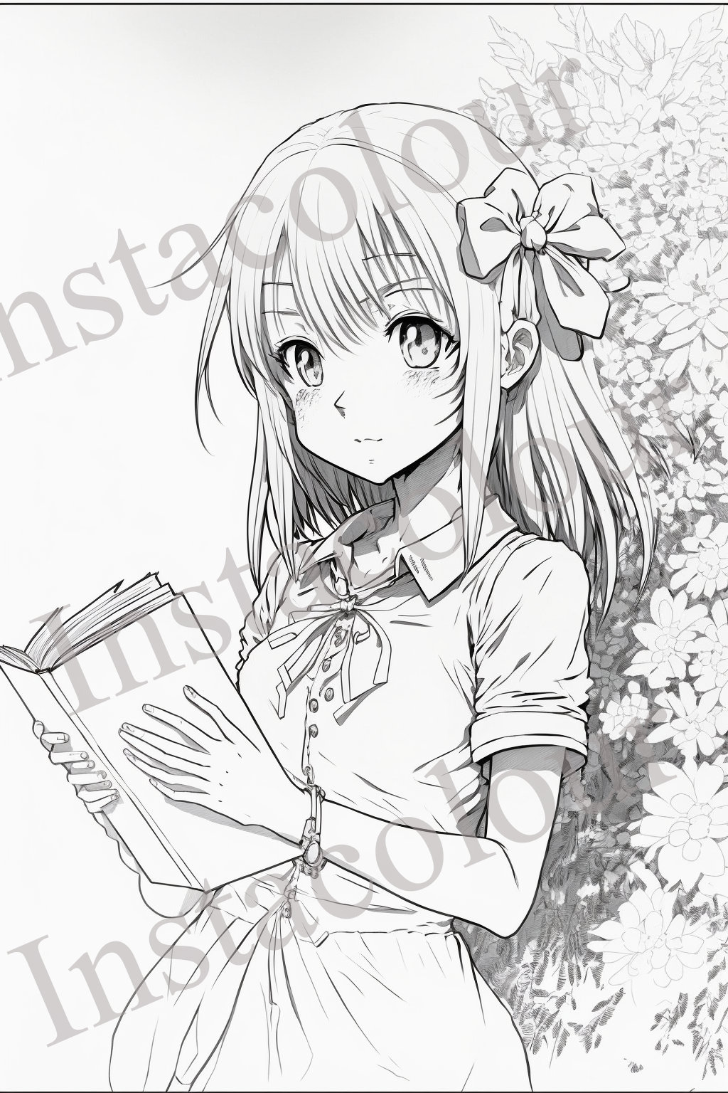 Digital Colouring Pages Anime Female Collection - Etsy