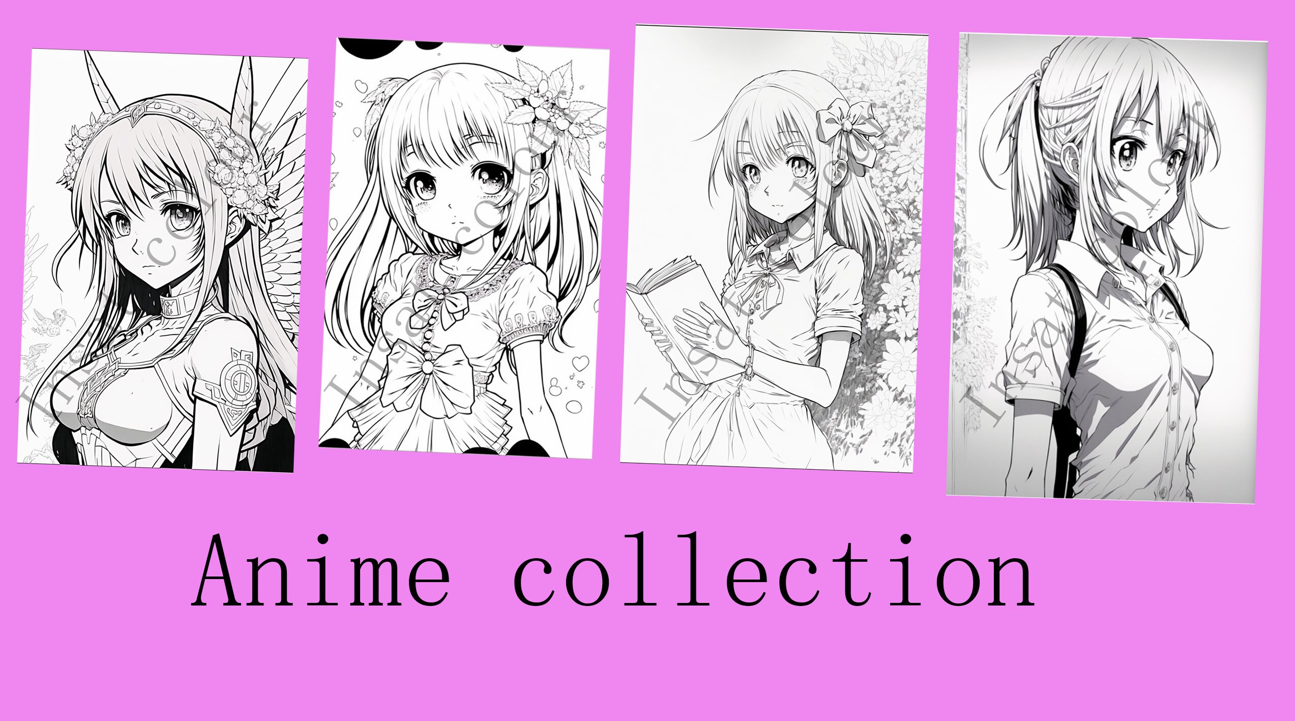 Digital Colouring Pages Anime Female Collection - Etsy