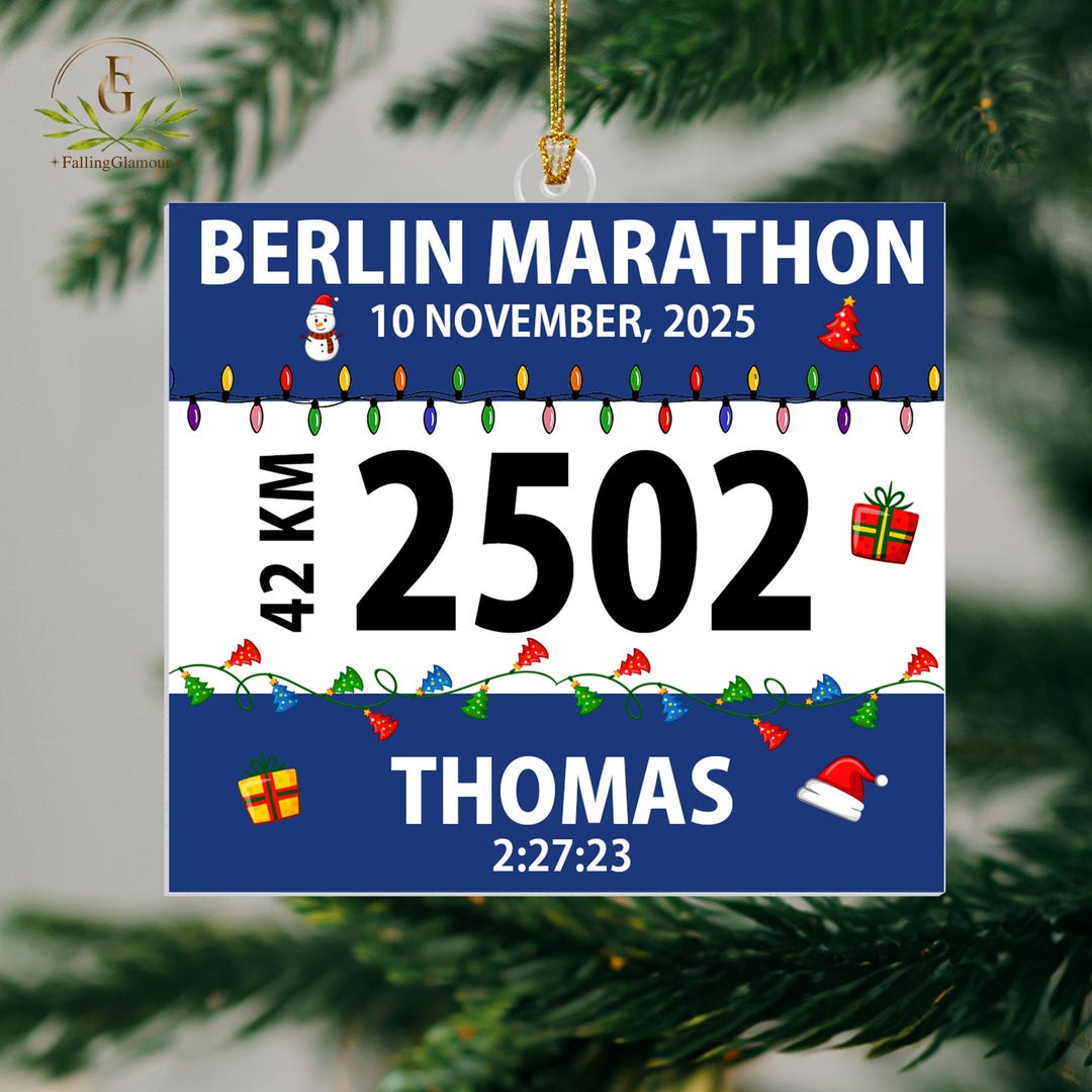 Personalized Race Bib Ornament, Marathon Ornament, Runner Ornament ...