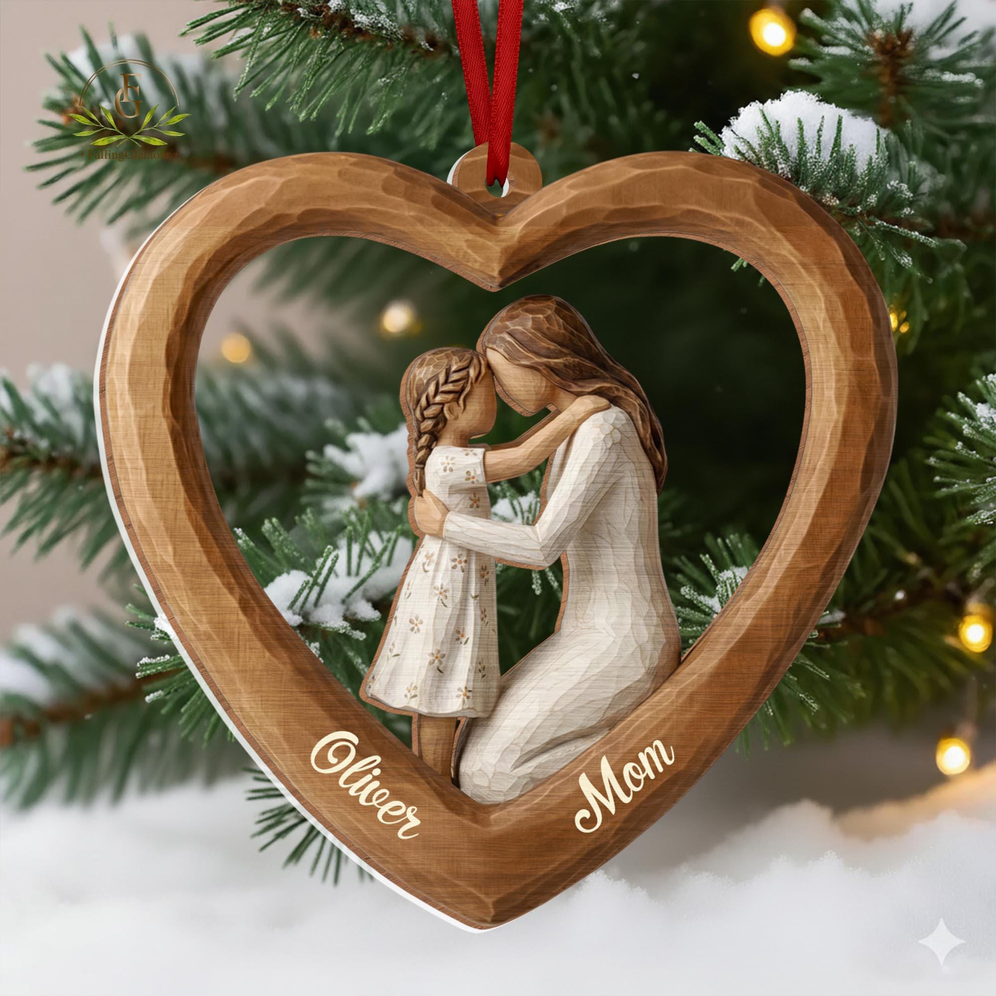 Personalized 2D Flat Wood Mom and Daughter Acrylic Ornament, Mother and ...