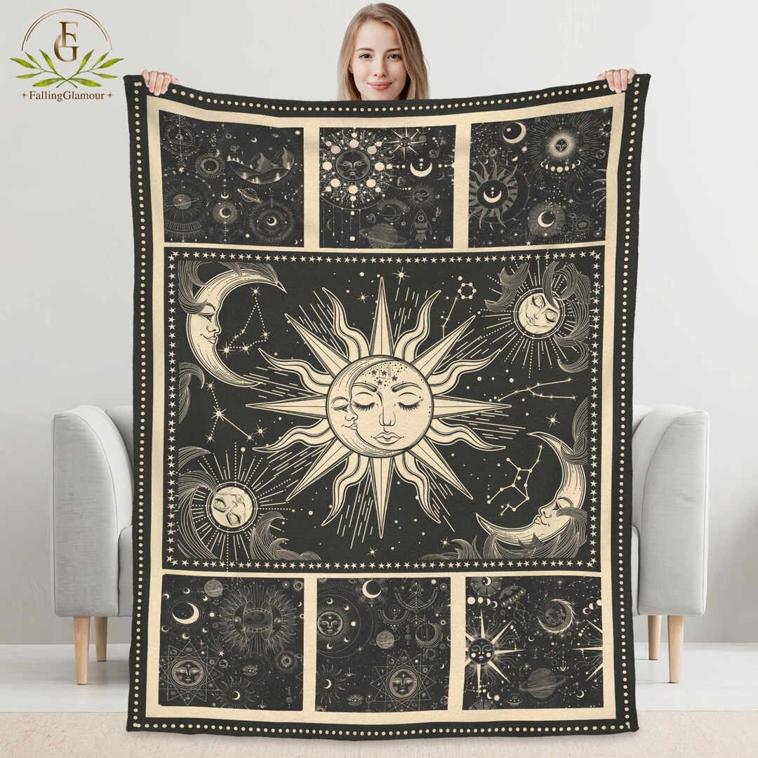 Sun and Moon Throw Blanket, Hippie Blanket, Boho Blanket, Hippie Style ...