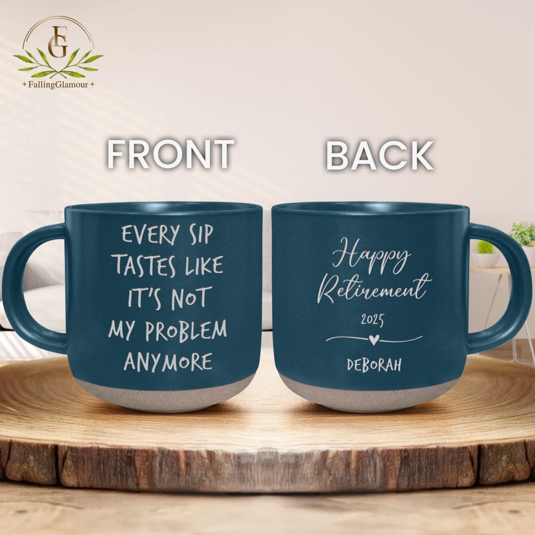 Personalized Retirement Coffee Pottery Mug, Happy Retirement Cup ...