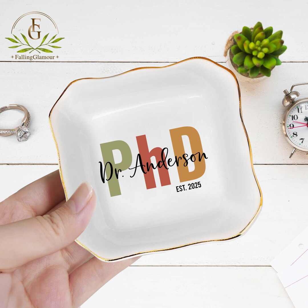Personalized Phd Graduation Gift for Her, Custom Doctorate Jewelry Dish ...
