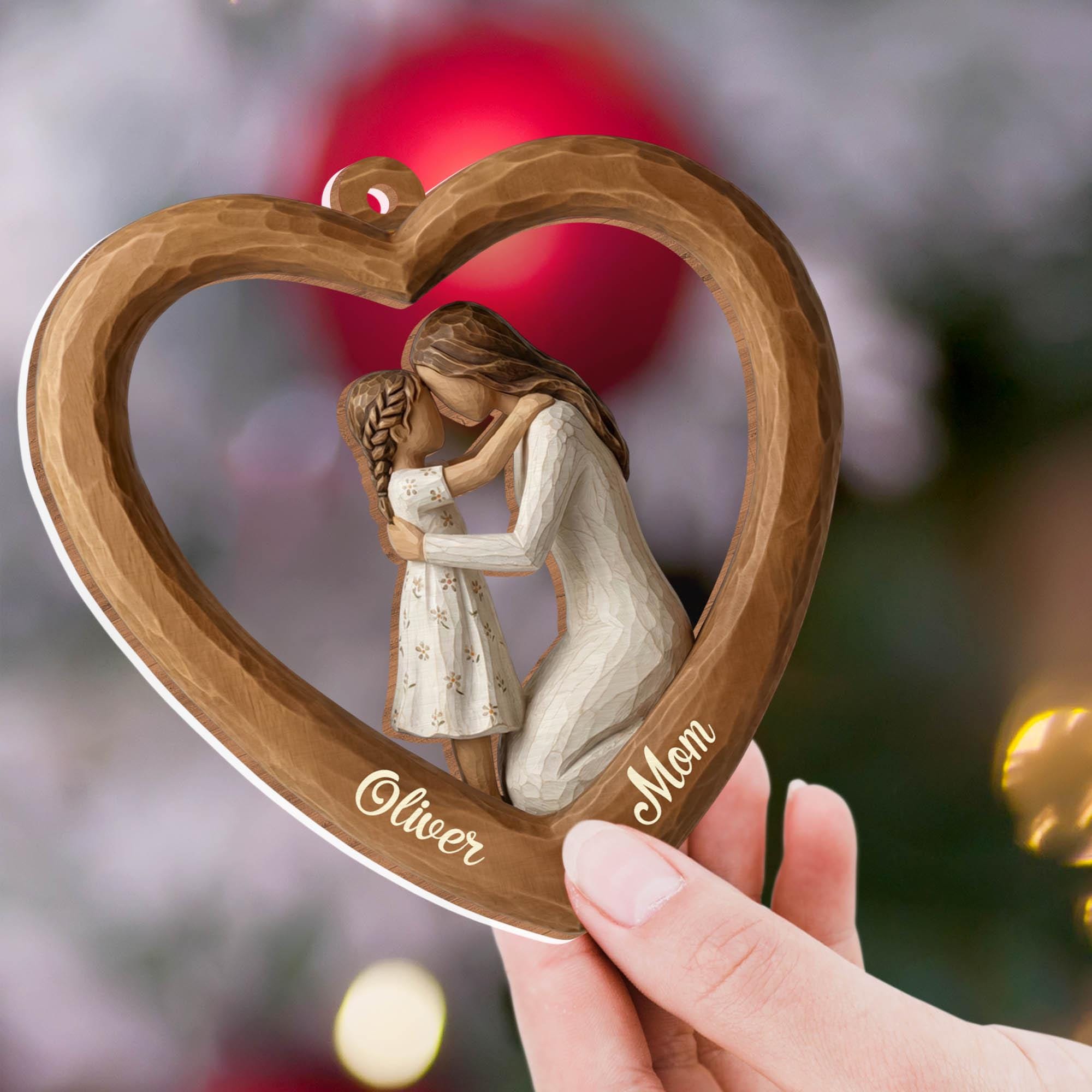Personalized 2D Flat Wood Mom and Daughter Acrylic Ornament, Mother and ...