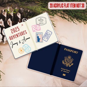 Personalized Travel Adventure Acrylic Ornament, Passport Travel ...