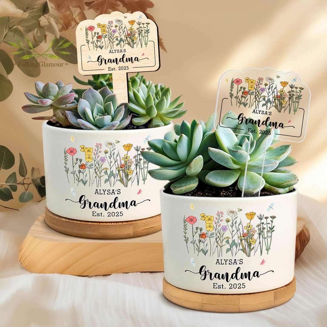 First Time Mommy Grandma Plant Pot, Custom Year Grandma, Mom, New ...