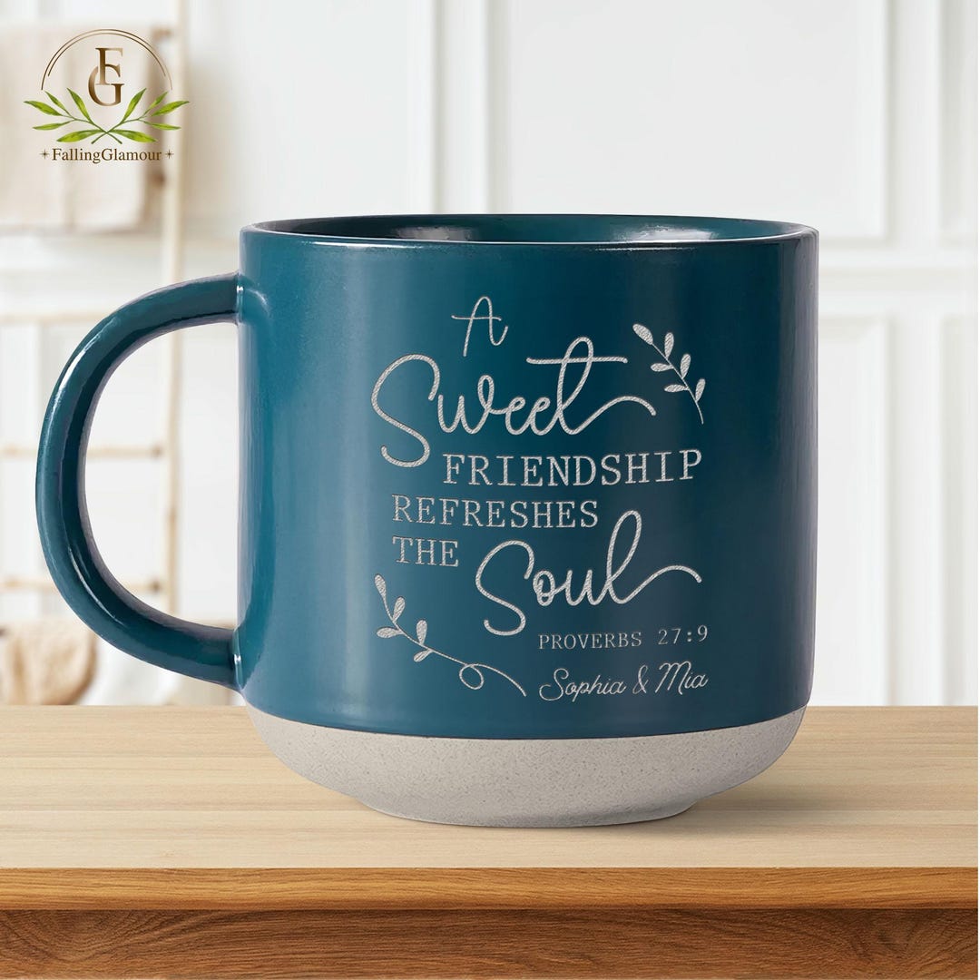 Personalized Friend Engraved Pottery Mug, Friendship Coffee Mug, A ...