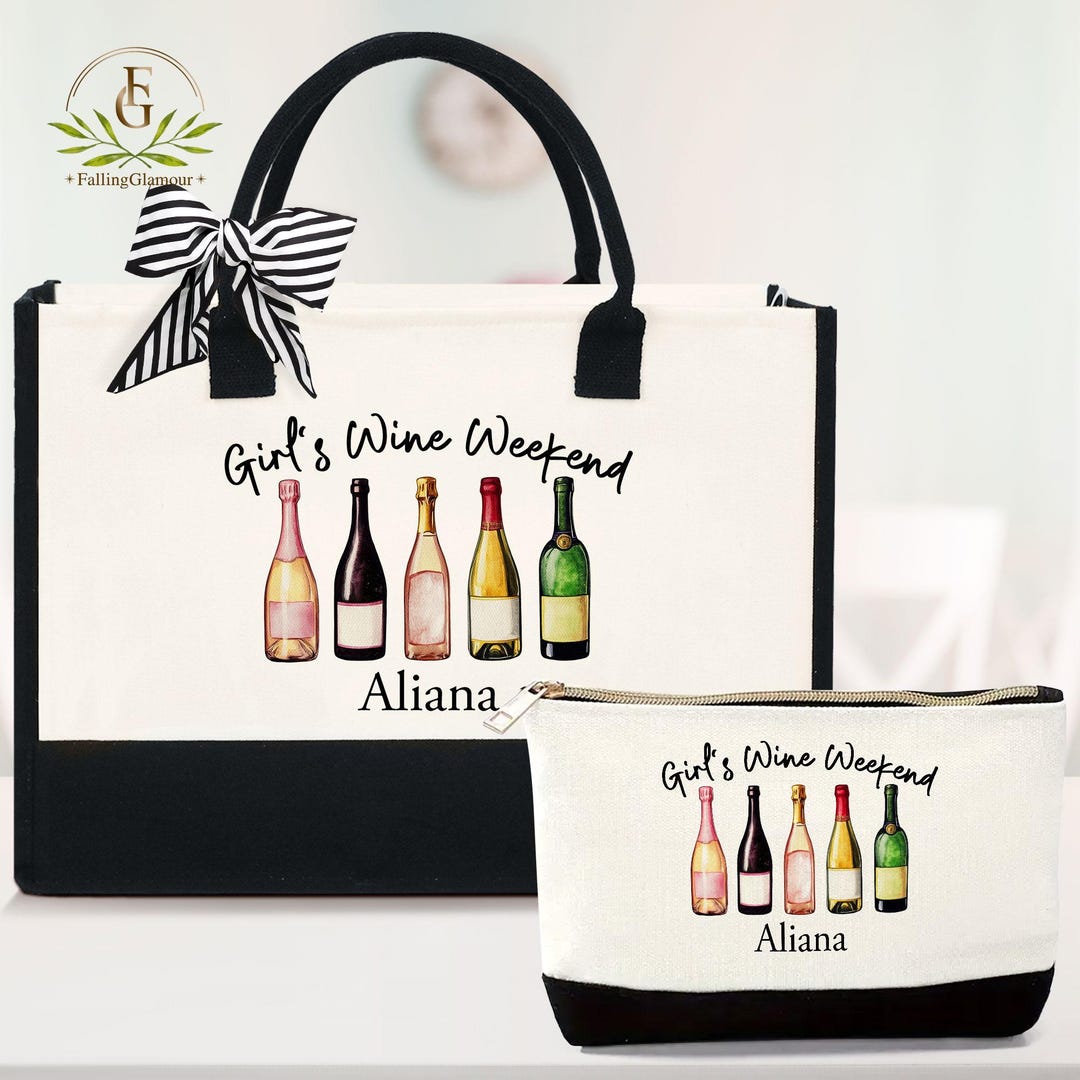 Girls Weekend Wine Tote Bag, Girls Trip Gift, 30th 40th Birthday Party ...