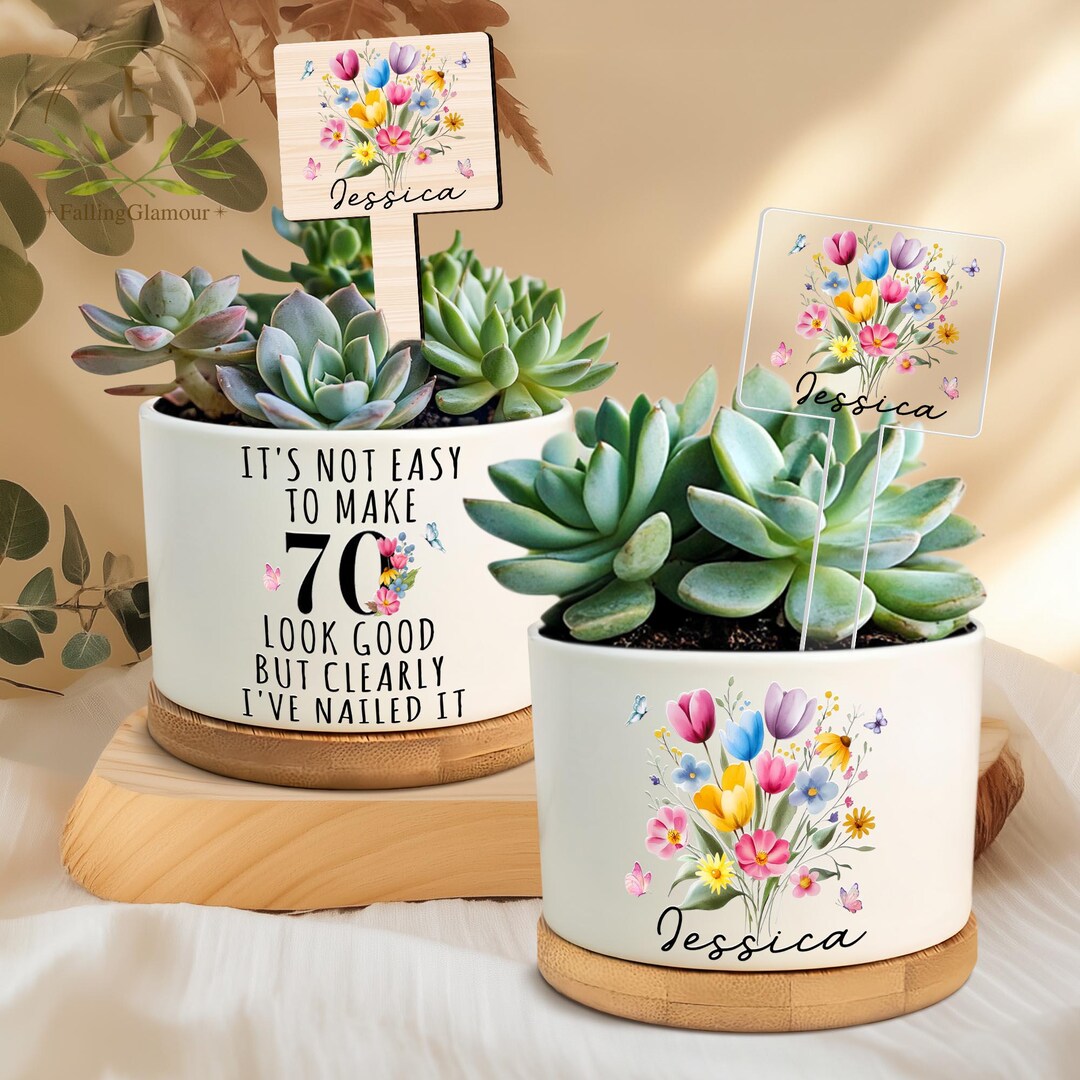 70th Birthday Gift Custom Plant Pot, Gifts for Woman Great Grandma ...