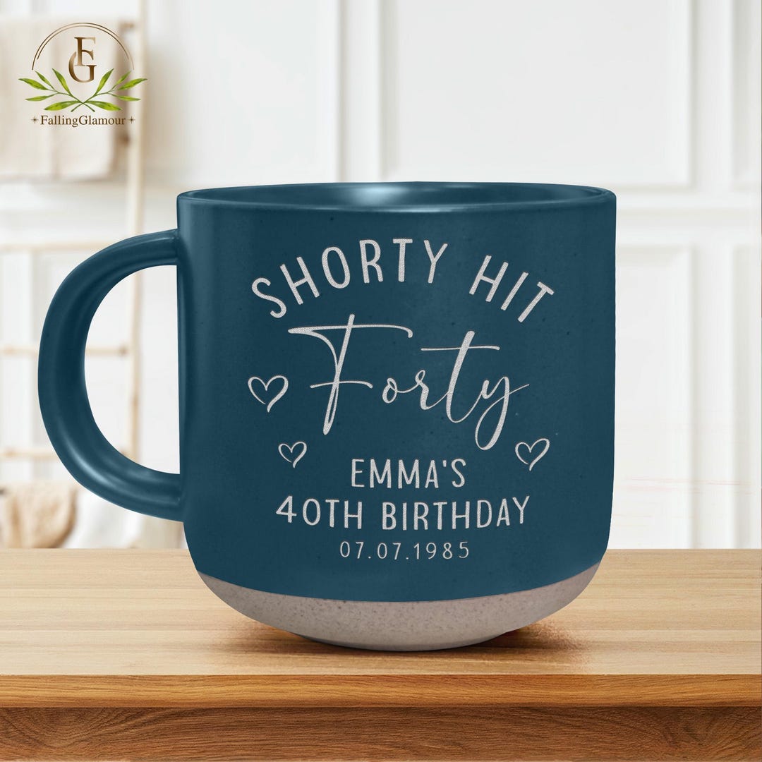 Personalized Short Hit Forty Pottery Mug, Custom 40th Birthday Gift ...