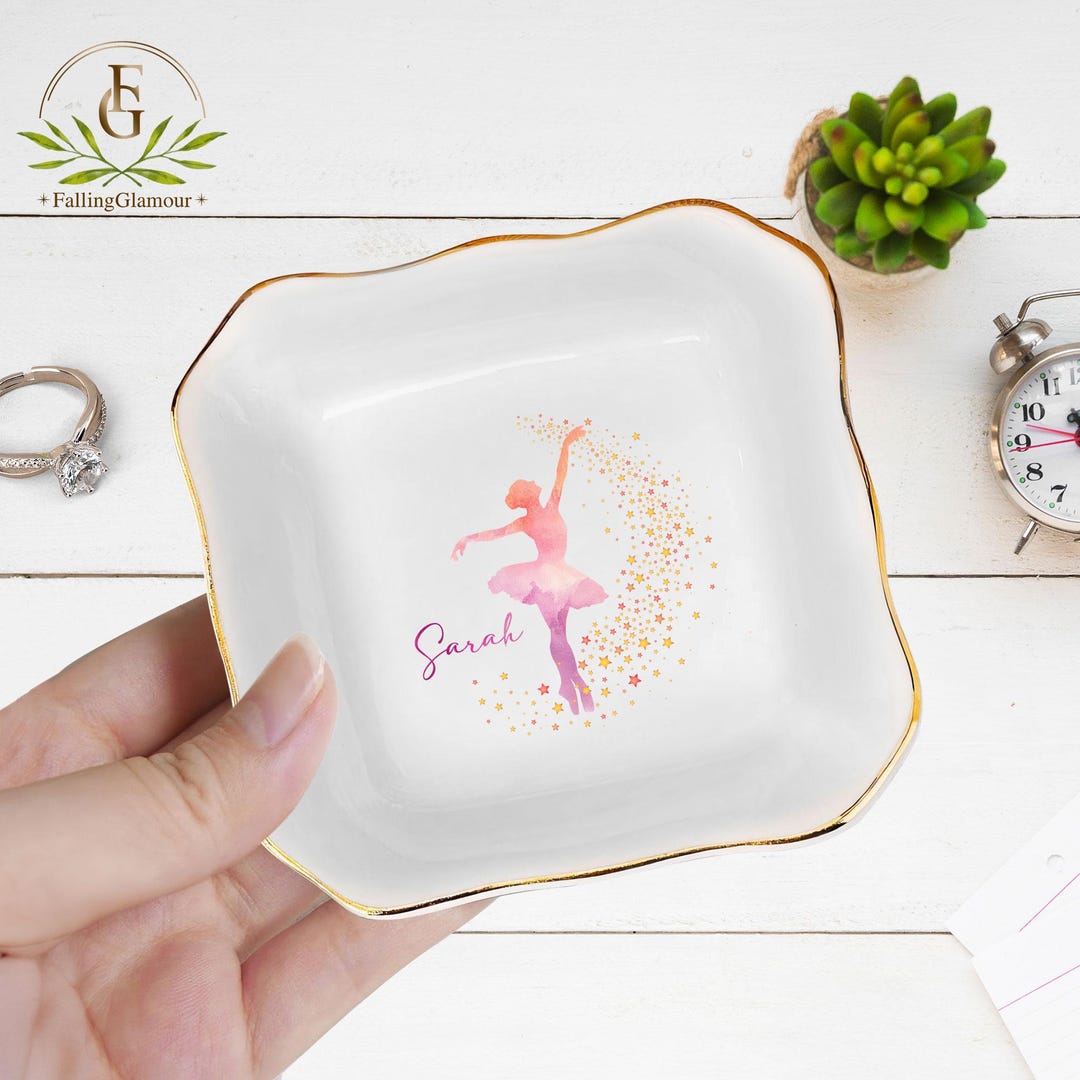 Personalized Ballet Ring Dish, Ballet Dancer Jewelry Dish With Name ...