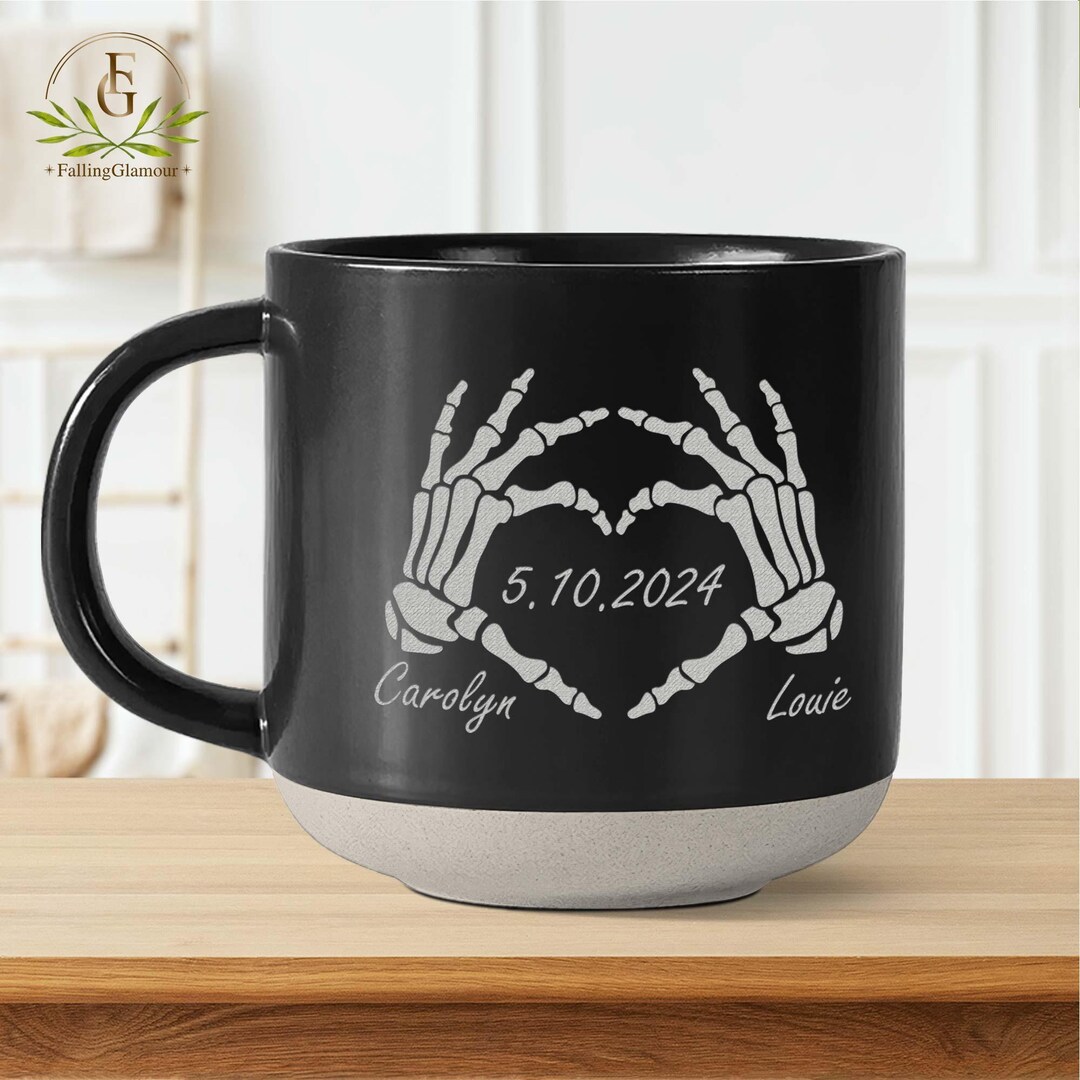 Personalized Skeleton Hand Engraved Mug, Wedding Gift, Newlyweds Gift ...