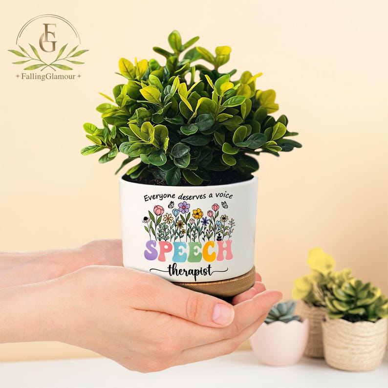 Speech Therapy Plant Pot, Speech Therapist Gift, SLP Custom Name Plant ...