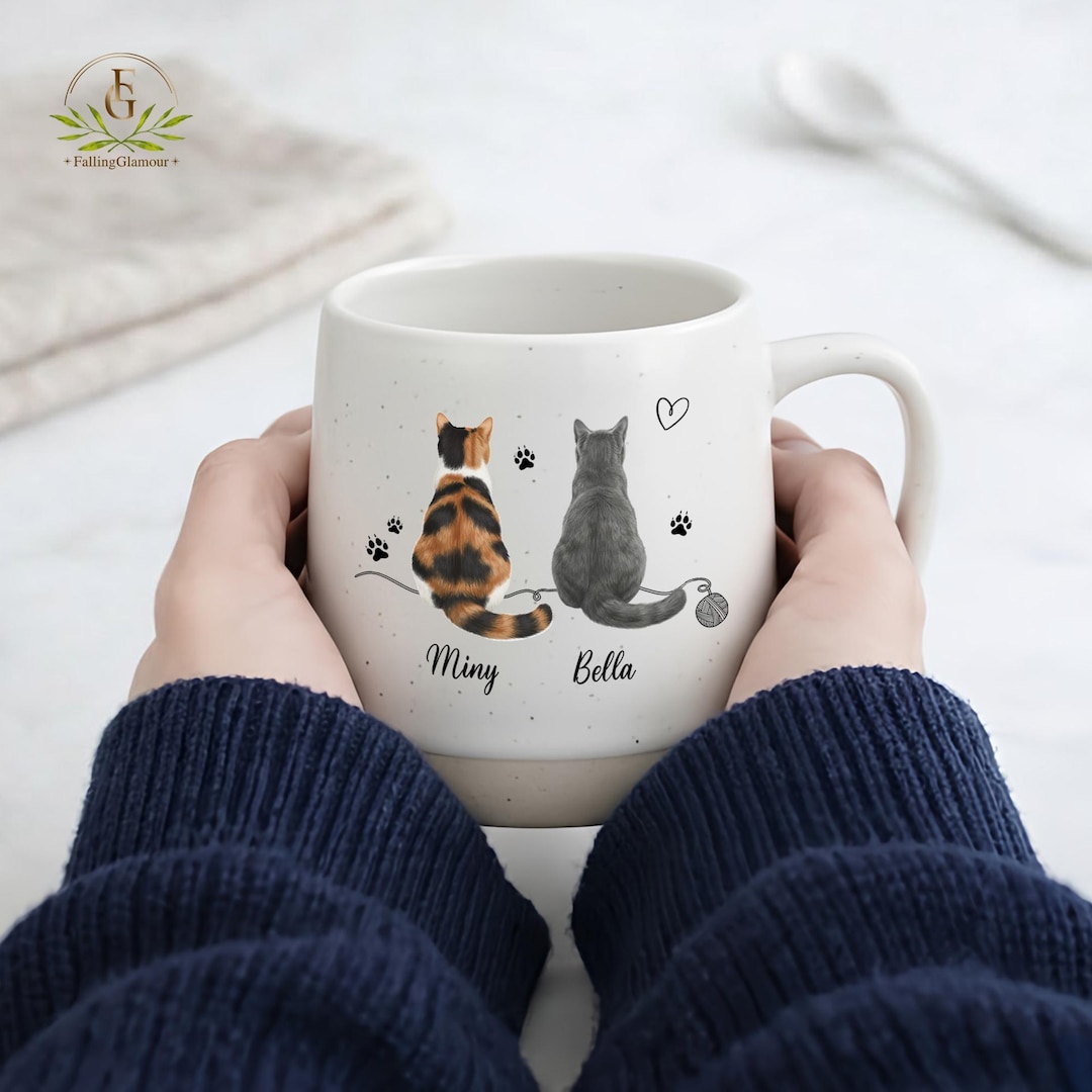 Personalized Cat With Name Ceramic Mug, Custom Cat Mug Gift, Cat ...