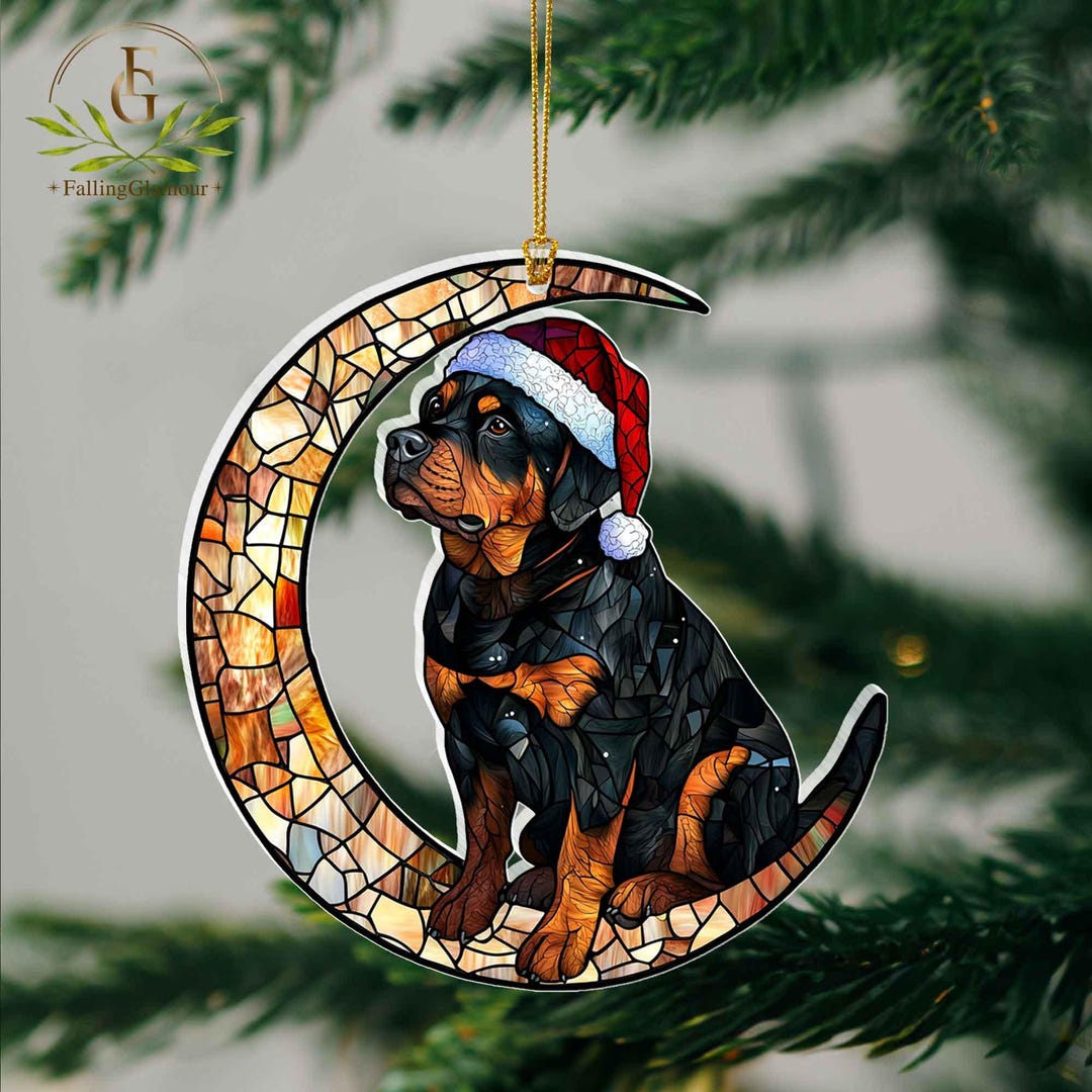 Rottweiler Acrylic Ornament, Pet 2D Flat Christmas Ornament, Dog Gift ...