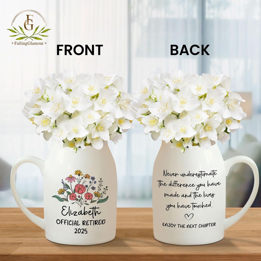 Personalized Retirement Ceramic Flower Vase, Custom Happy Retirement ...
